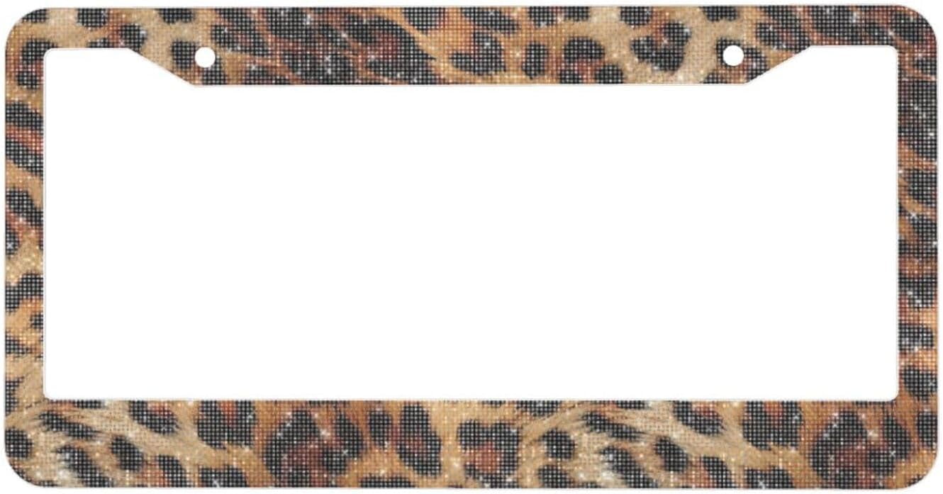 Chic Leopard Animal Print Sparkle License Plate Frame 2 Pack, Universal ...