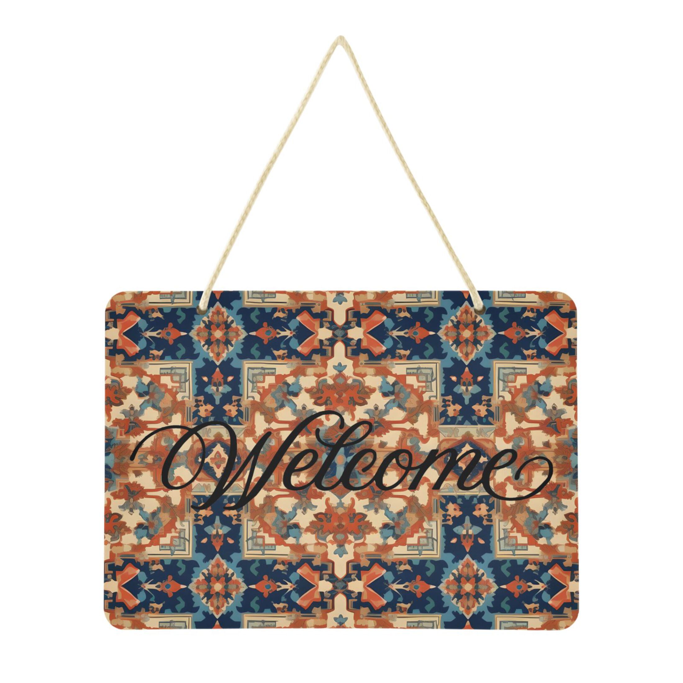 Chic Mandala Welcome Sign Front Door PVC 14x10 inch Hanger Hello Sign ...
