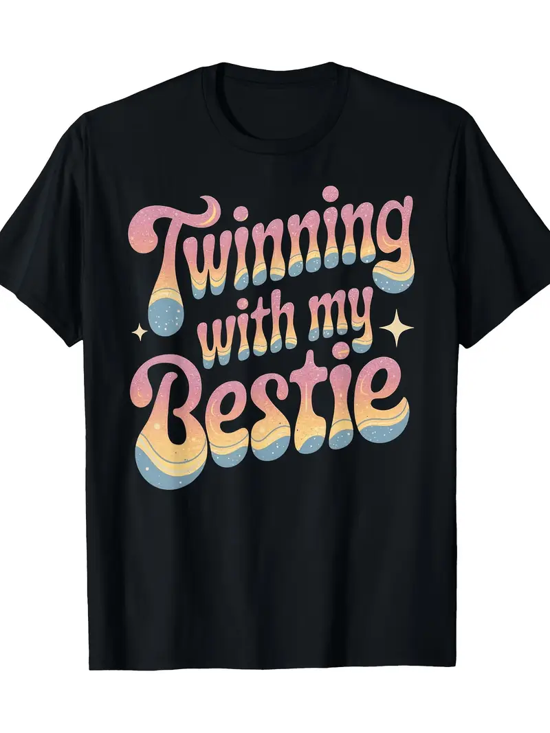 Chic 'Matched With My Best Friend' Graphic Tee, Short Sleeve, Crew Neck ...