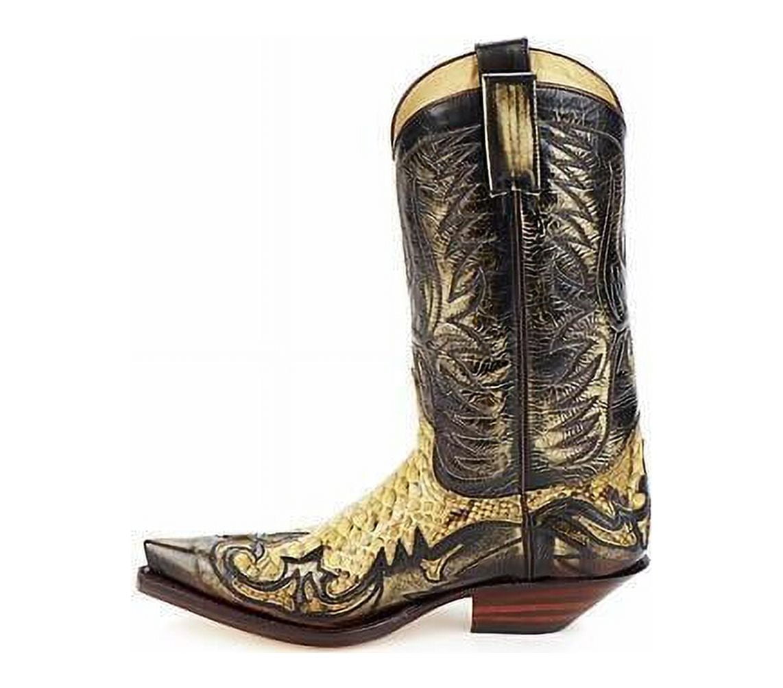 Chic Men's Embroidered Shoes Cowboy Snake Pattern Western Denim Knee ...