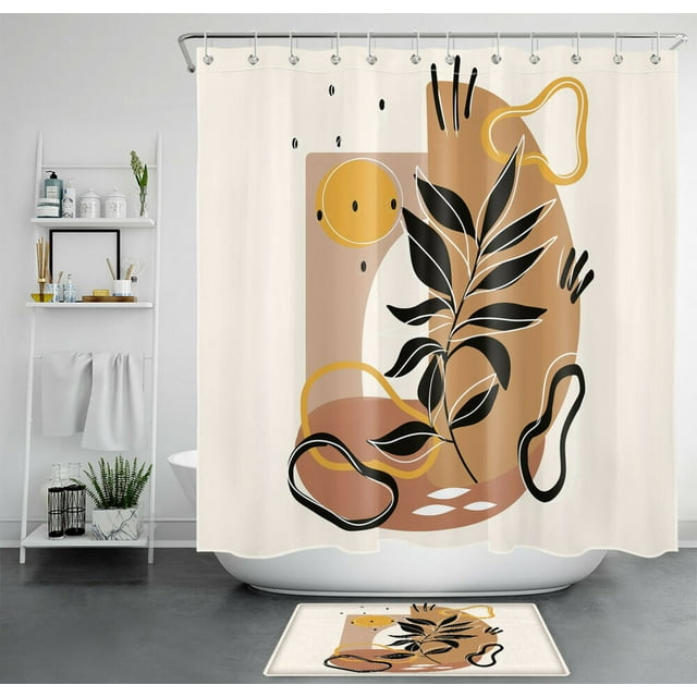Chic Mid Century Gold Leaf Shower Curtain Elevate Your Bathroom With