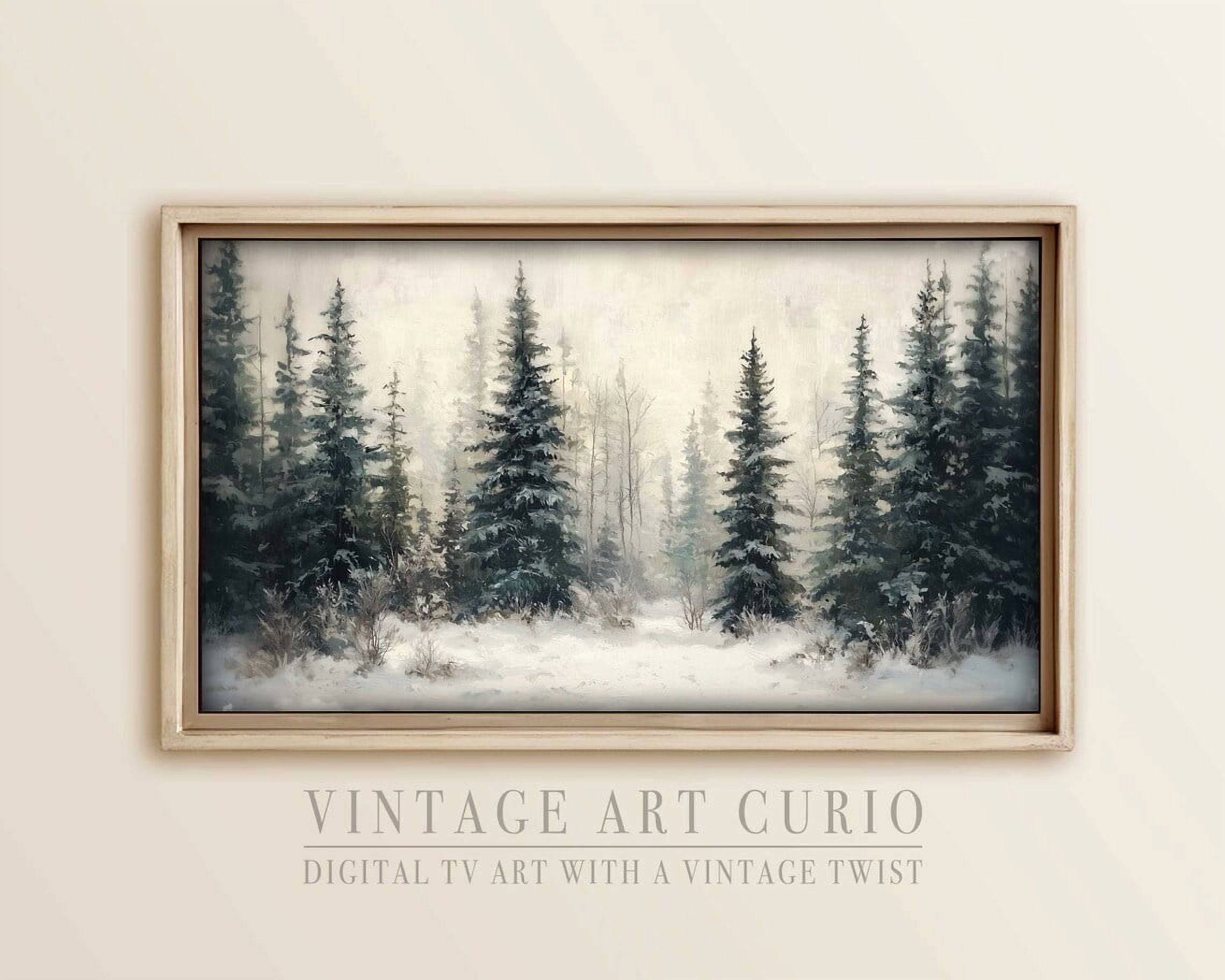 Chic Minimalist Pine Trees Frame Art, Screensaver For Winter 655 ...