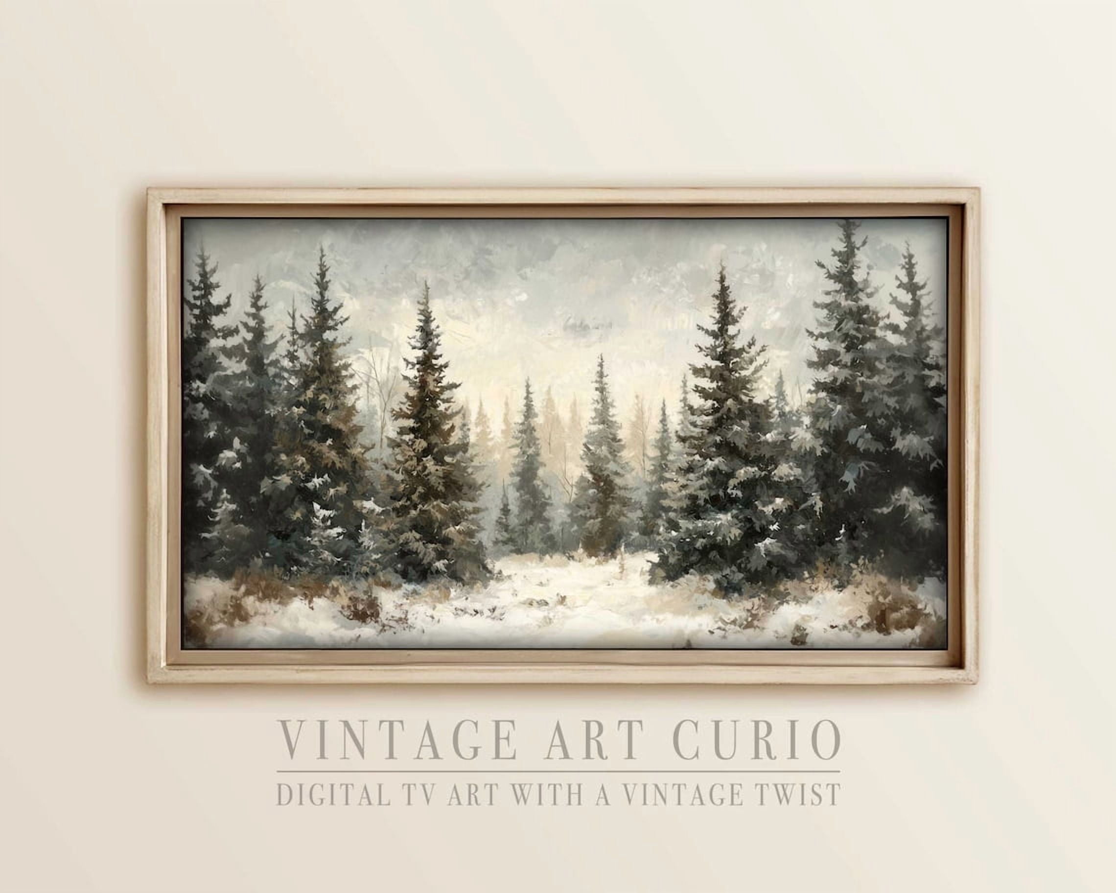 Chic Minimalist Pine Trees Frame Art, Screensaver Winter #654 Warm ...