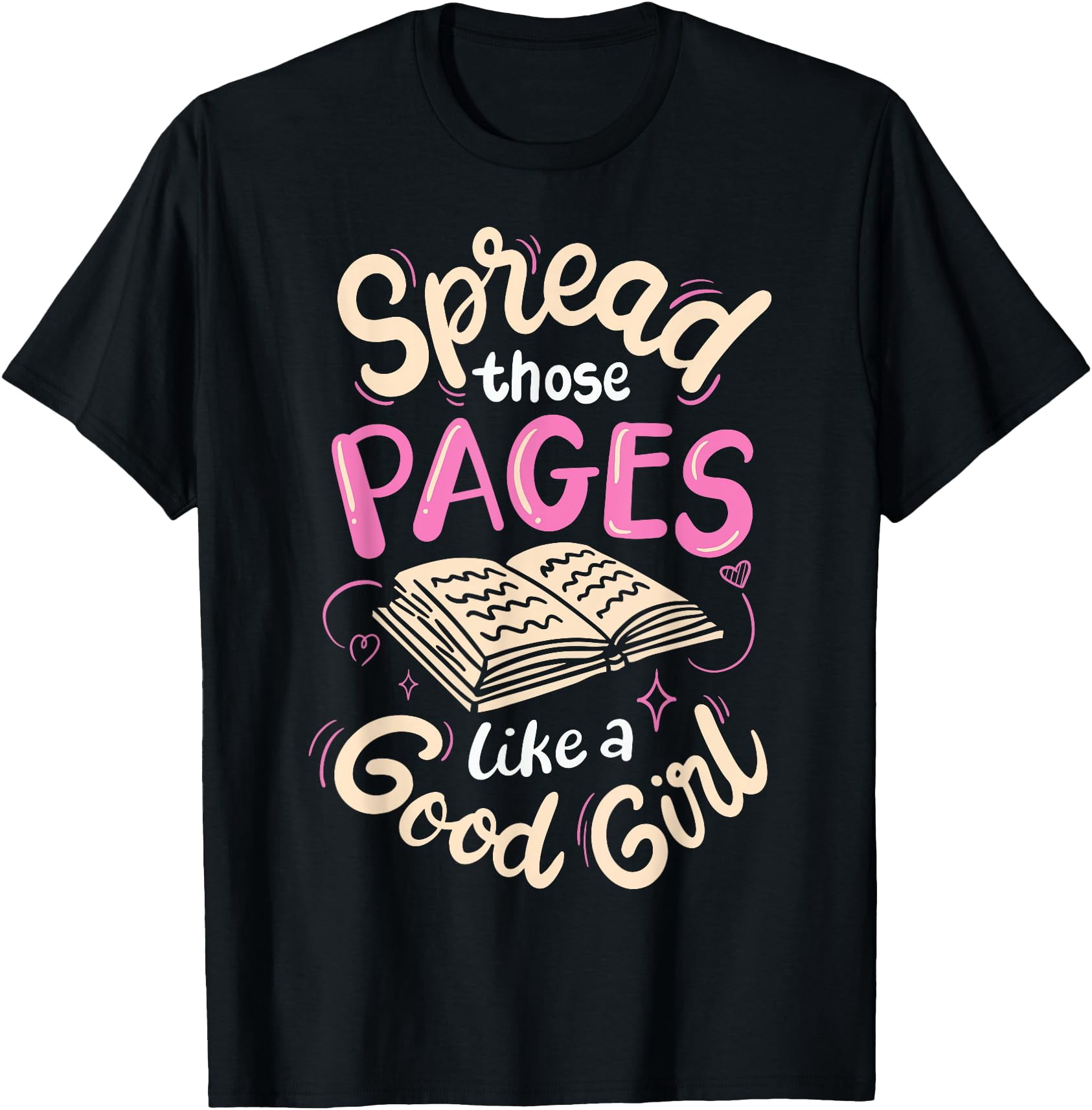 Chic Open Book Pages T-Shirt with Pink & Cream Hues for Readers ...