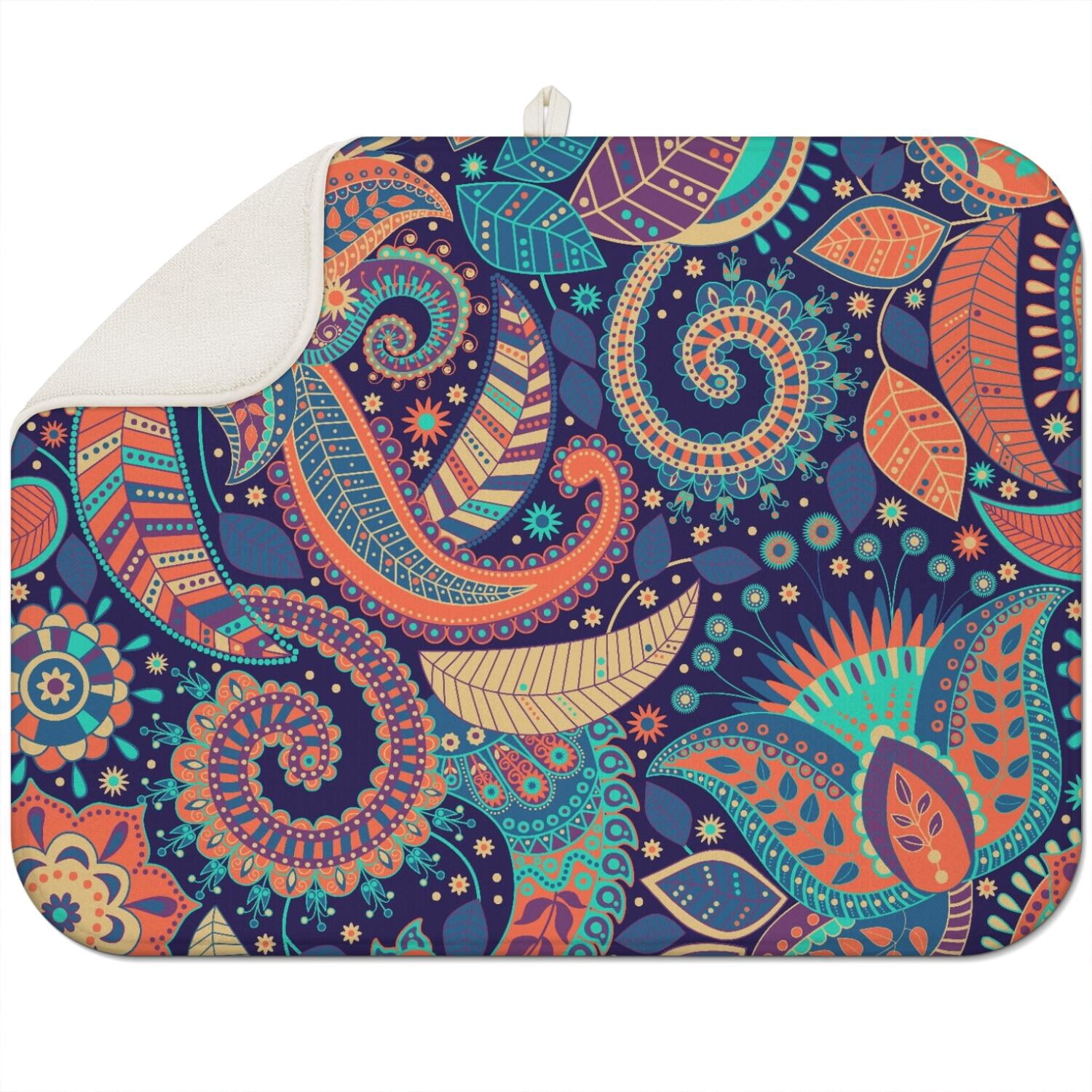 Chic Paisley Coffee Mat with Colorful Boho and Mandala Inspired Floral ...