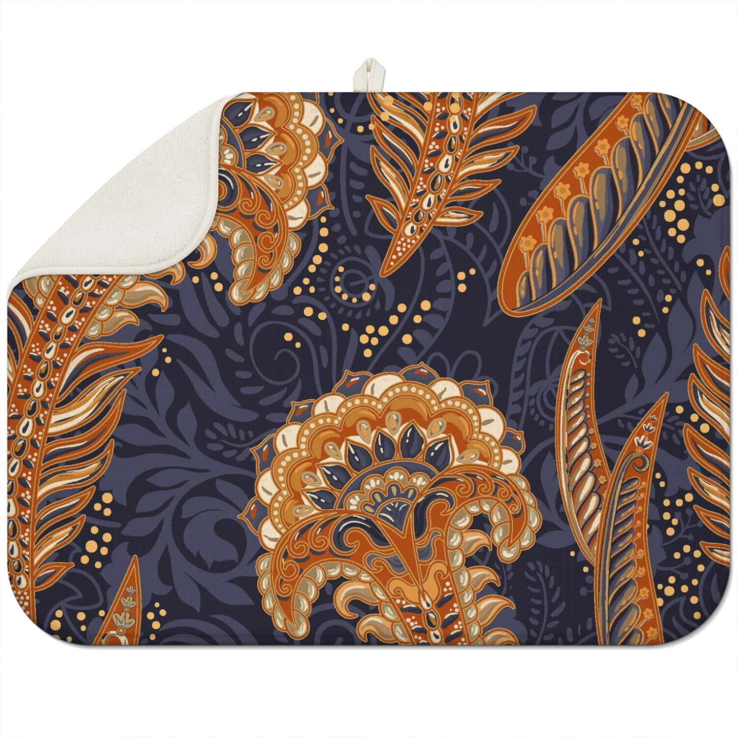 Chic Paisley Coffee Mat with Vibrant Boho and Mandala Floral Patterns – Absorbent Microfiber ...