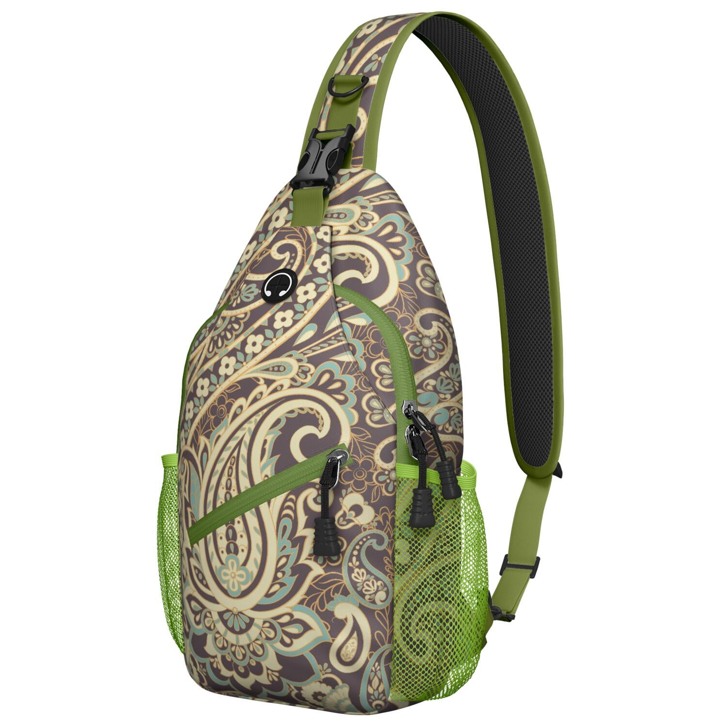 Chic Paisley Pattern Sling Bag - Artistic Mandala Inspired Chest Bag - Lightweight for Biking ...