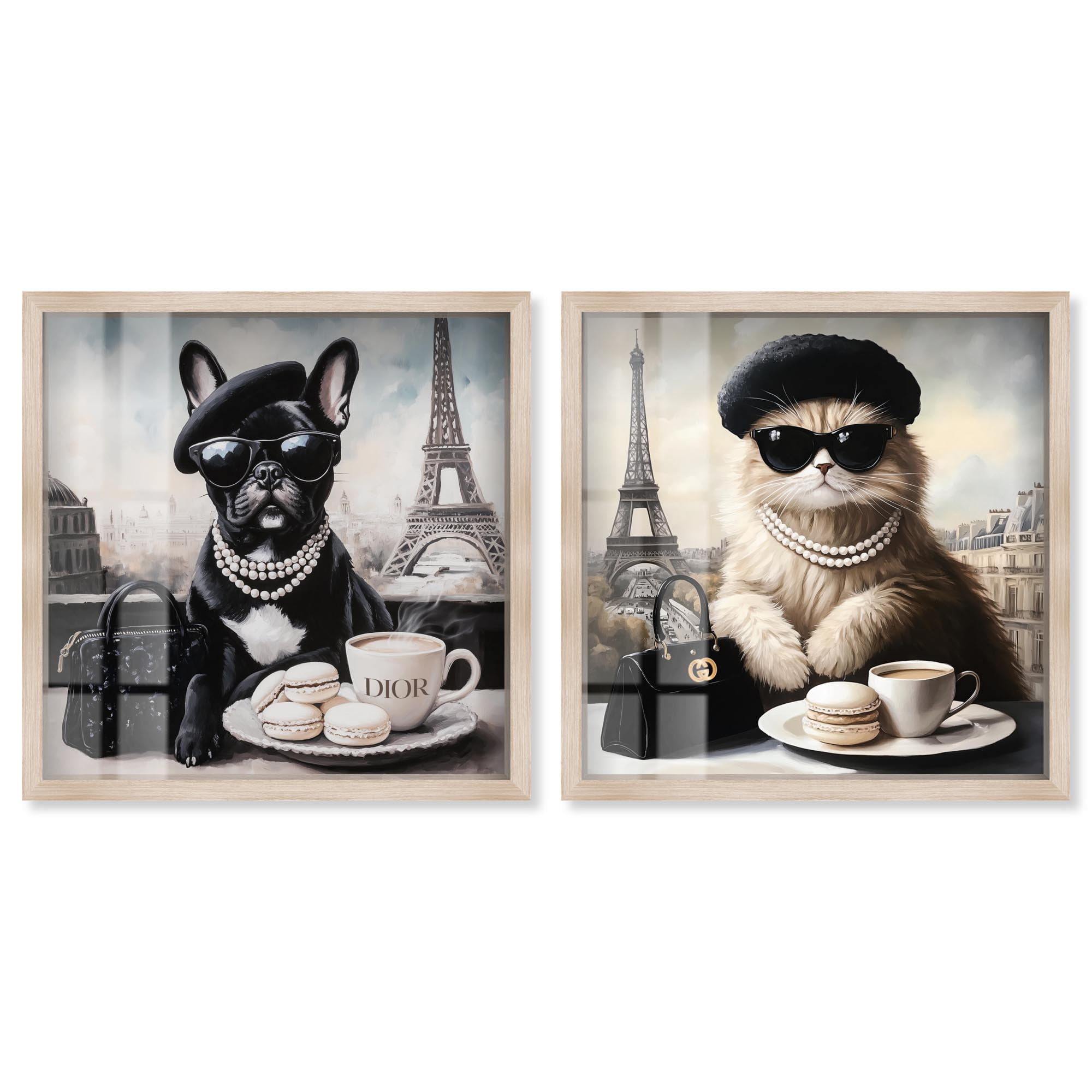 Chic Parisian Pets Set Shadowbox Fashion Wall Decor by Art Remedy ...