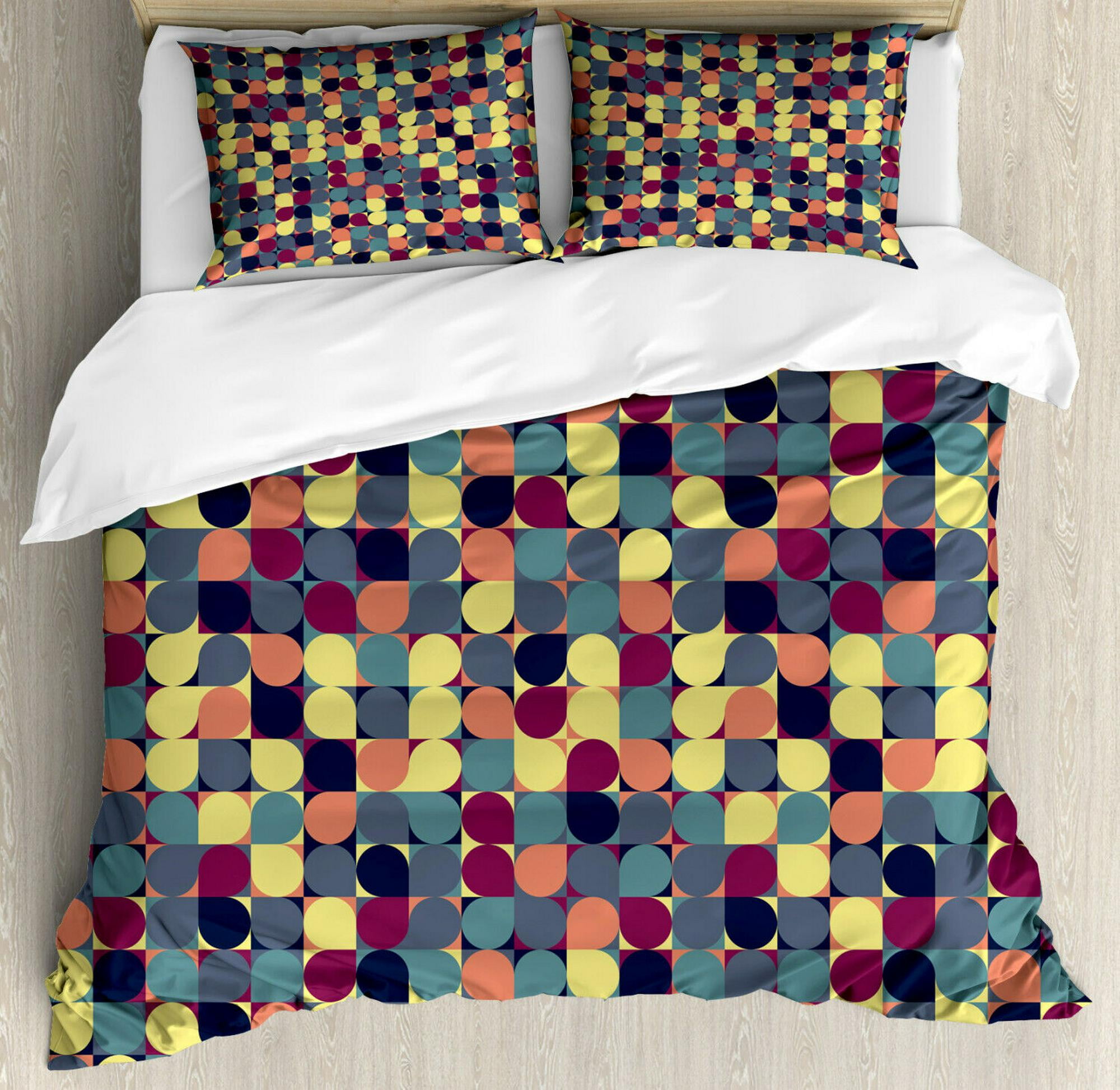 Chic Pastel Geometric Bedding Set - Retro Duvet Cover & Pillow with ...
