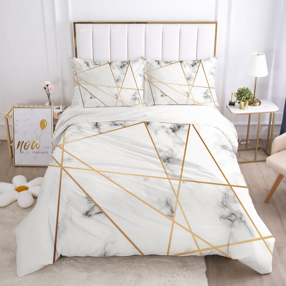 Chic Pink Marble Comforter Cover Girls Women Abstract Art Stone Decor ...