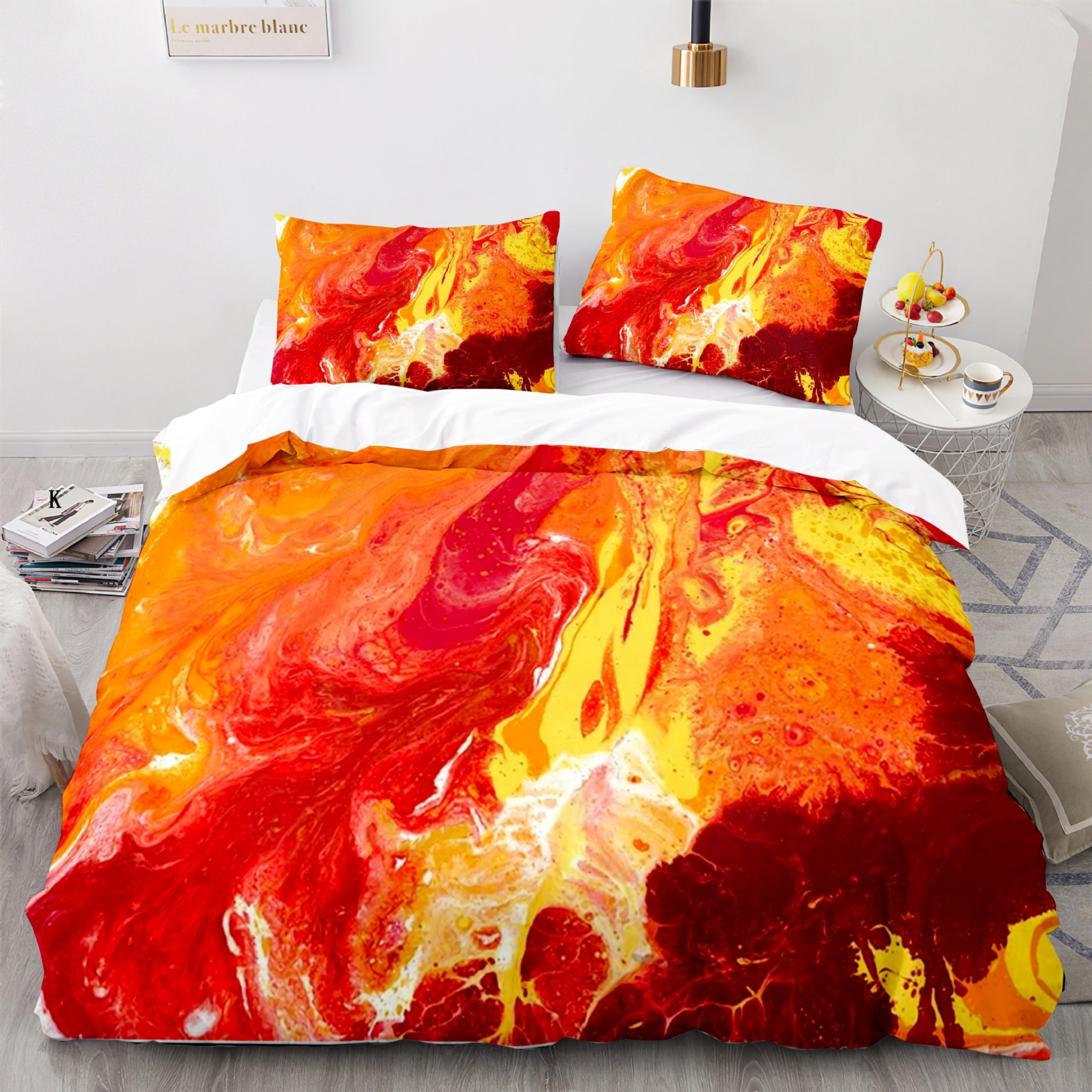 Chic Pink Marble Comforter Cover Girls Women Abstract Art Stone Decor Duvet Cover Pink Purple