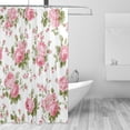 Chic Pink Roses Shower Curtains with 12 Hooks Waterproof Bathroom Decor ...