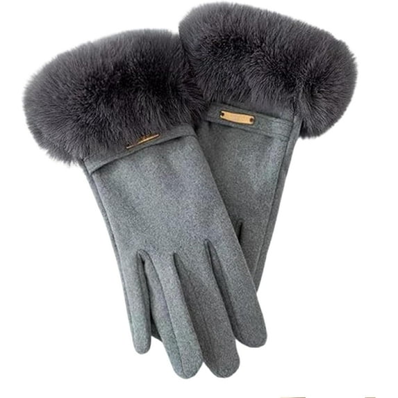 Chic Plush Cuff Winter Gloves,Women's Fleece Lining Texting Gloves,Faux ...