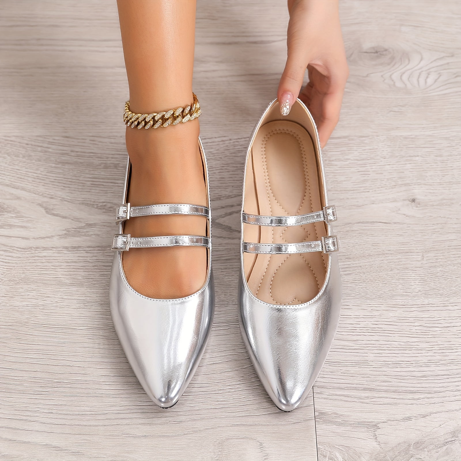 Chic Pointed Toe Flats with Secure Buckle Strap – Comfortable All-Day ...