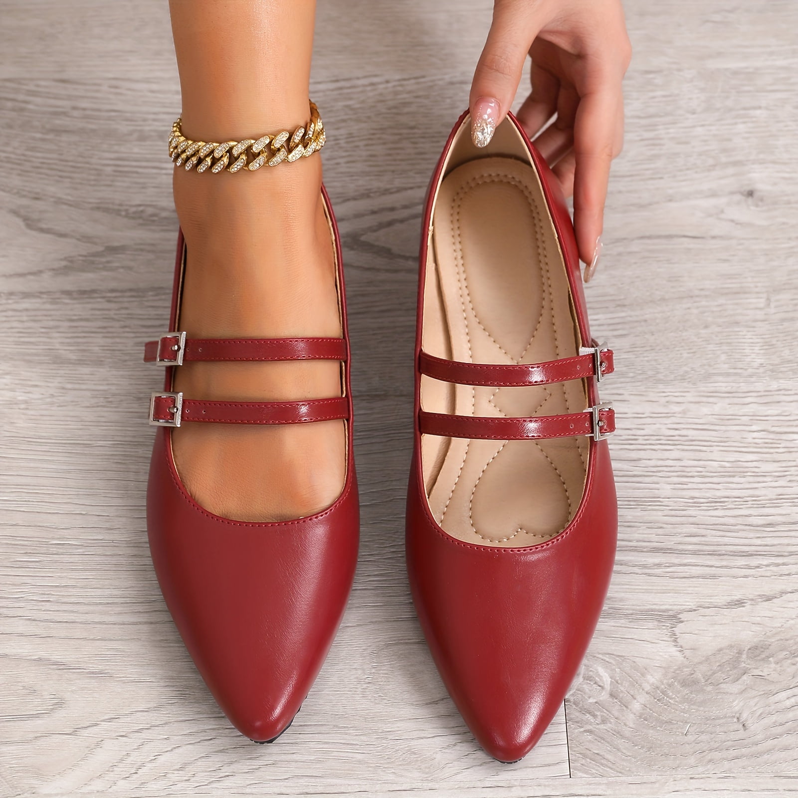 Chic Pointed Toe Flats With Secure Buckle Strap Comfortable All Day Wear For Any Occasion