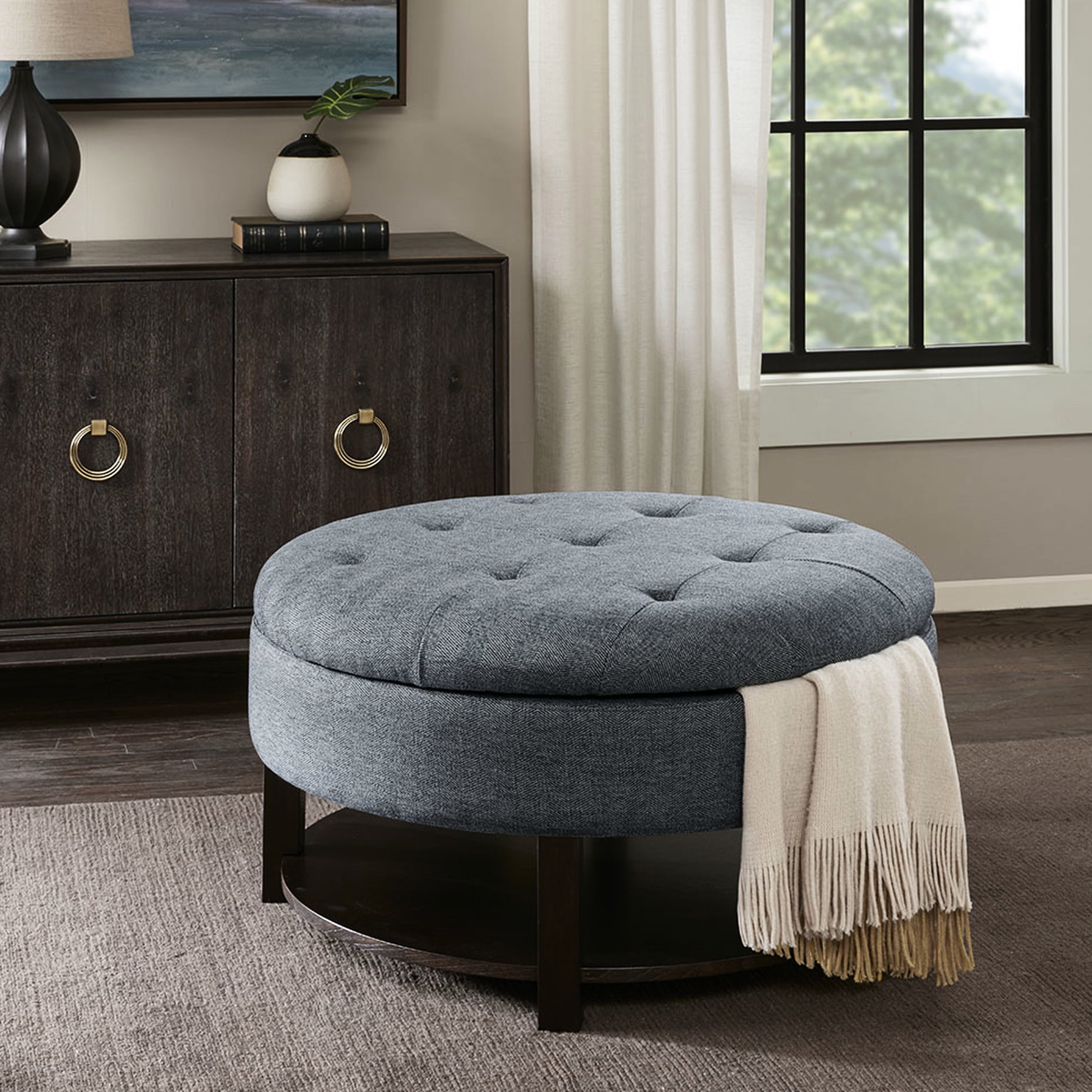 Chic Round With Storage Capacity, Birch Legs, Veneer Shelf, High ...