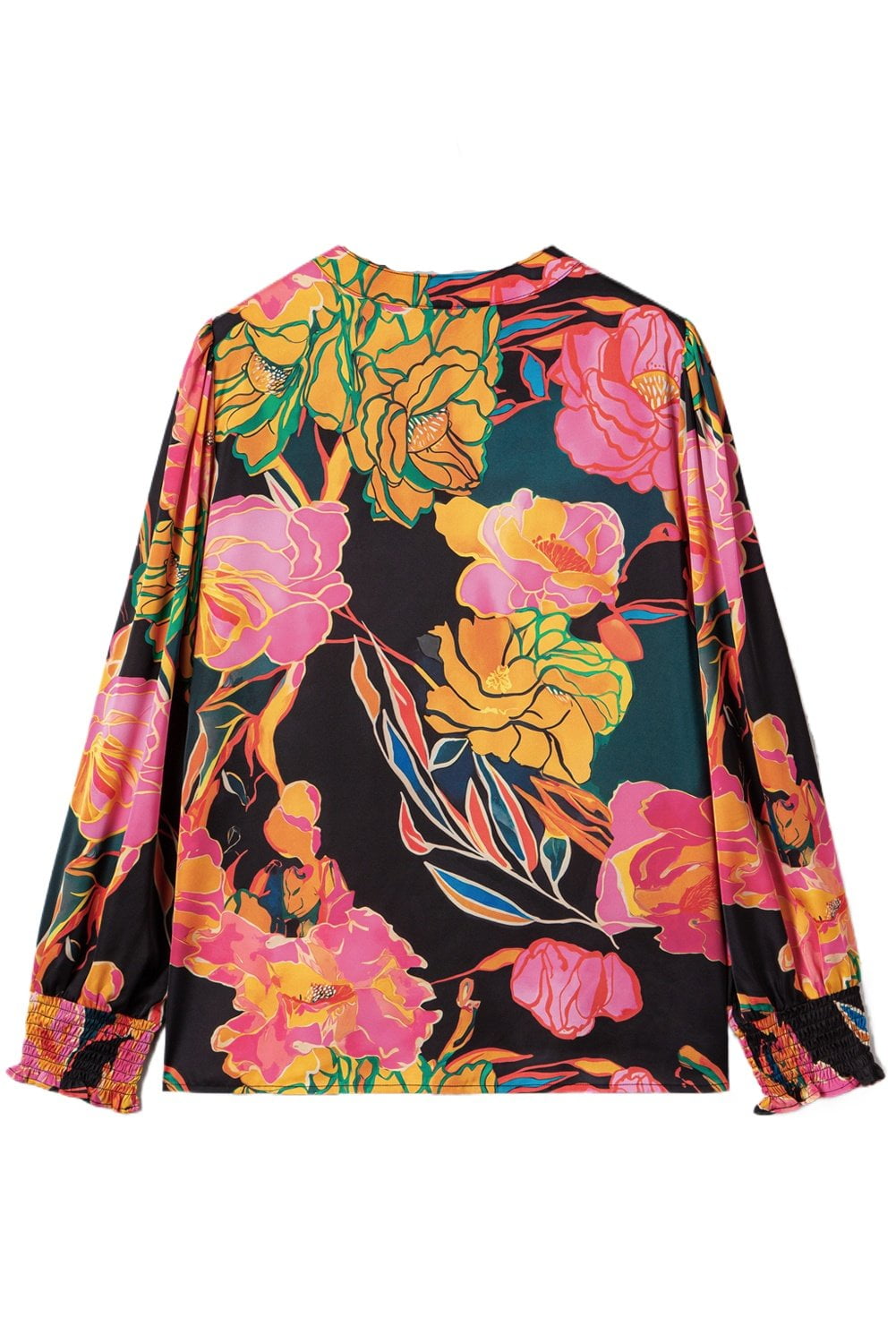 Chic Shift Silhouette V Neck Blouse with Decorative Puff Sleeves ...
