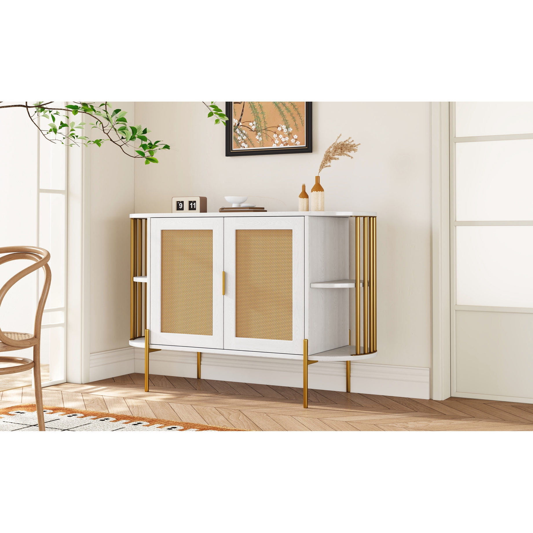Chic Side Cabinet+Open Display Shelves”-“Compact Spaces+Keep Essentials ...