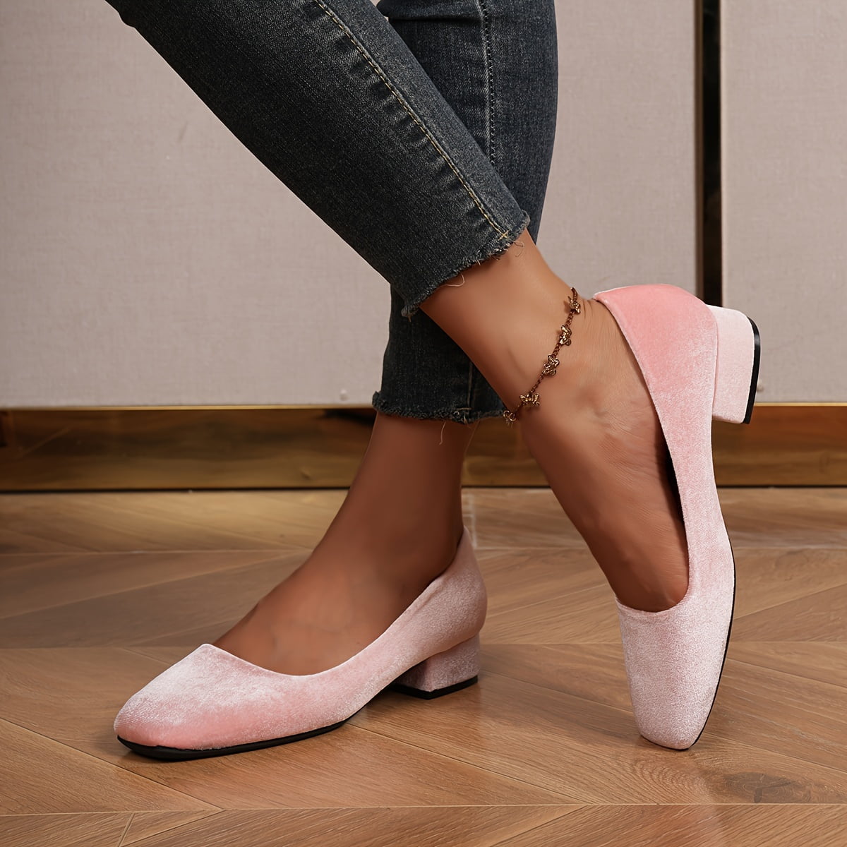 Chic Square Toe -Heel Sandals for Women - Easy Slip-On, Solid Color Elegance for Everyday ...