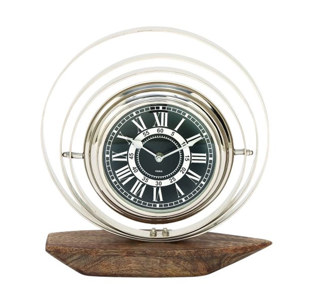 Chic Stainless Steel Wood Table Clock - Walmart.com