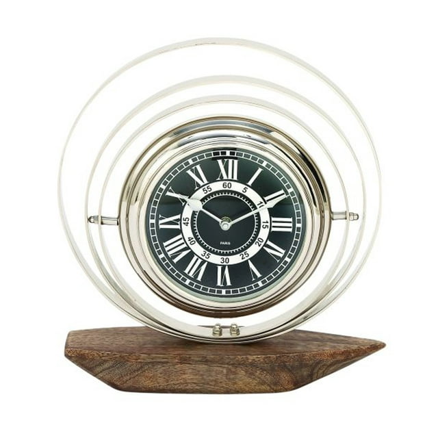 Chic Stainless Steel Wood Table Clock - Walmart.com