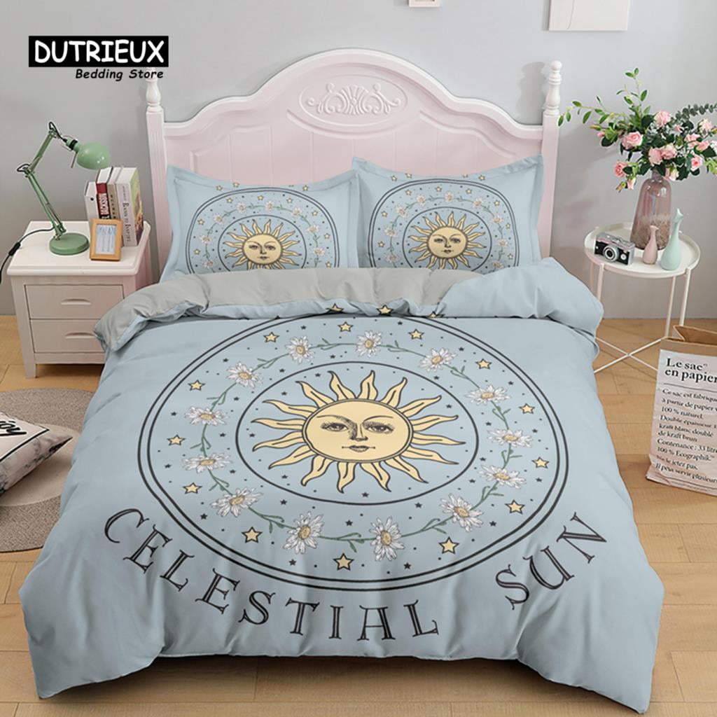 Chic Sun And Moon Duvet Cover 3D Floral Comforter Cover Bohemia ...