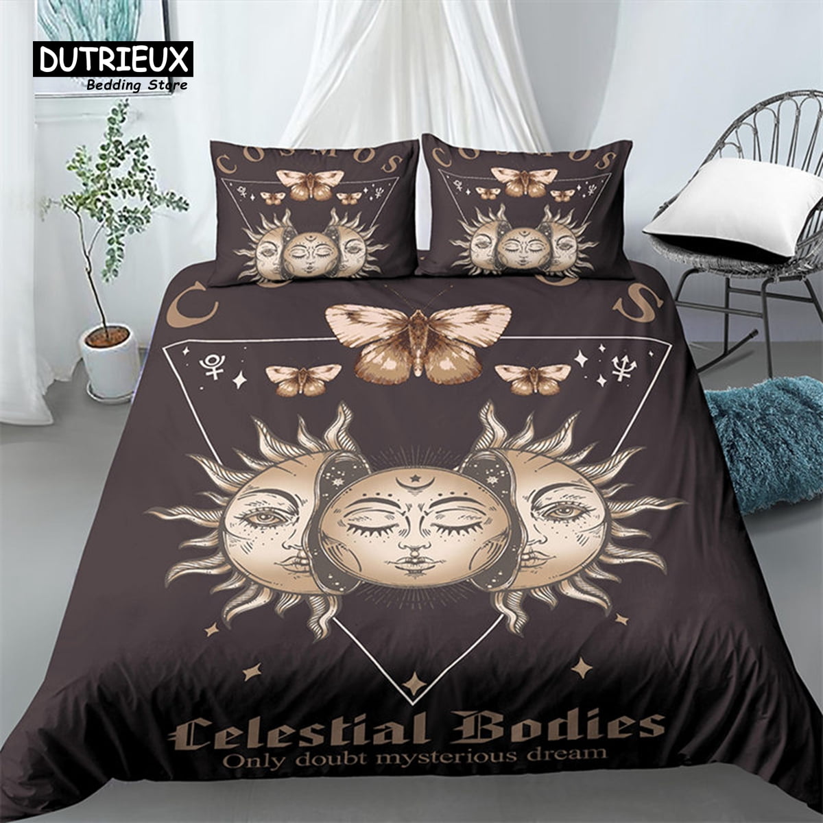 Chic Sun And Moon Duvet Cover 3D Floral Comforter Cover Bohemia ...