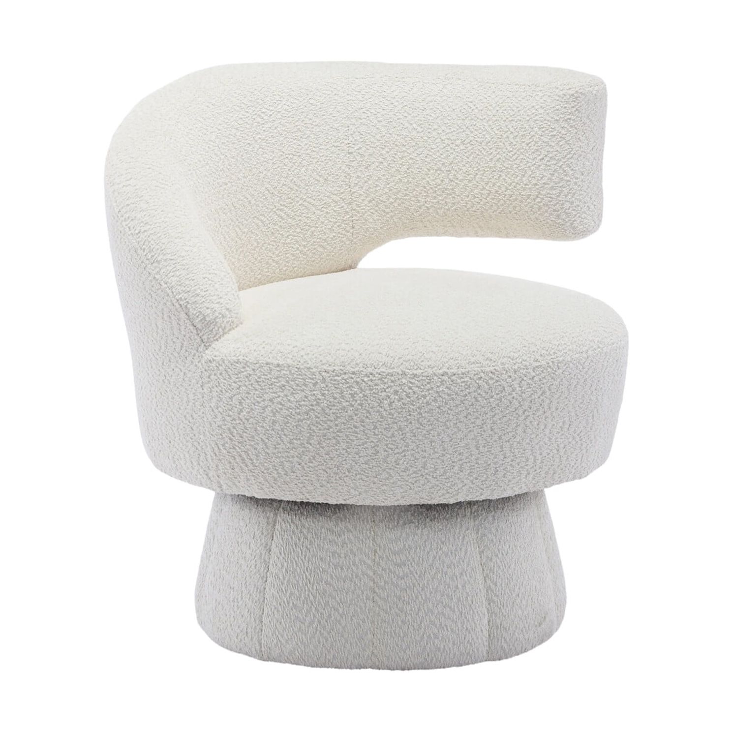 Chic Swivel Upholstered Accent Chair with Curved Back, Fluffy Fabric ...