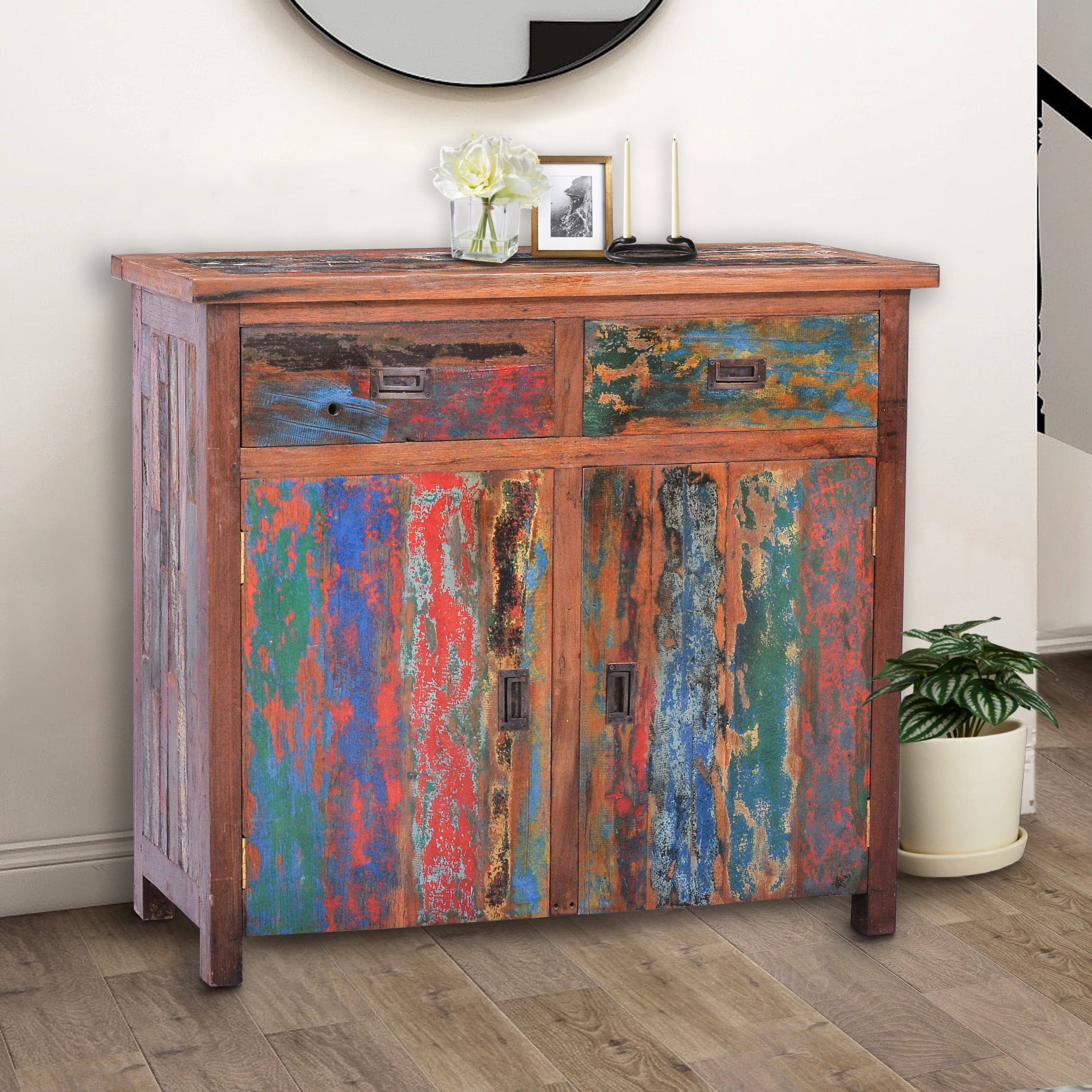 Chic Teak Marina Del Rey Teak Recycled Boat Chest Dresser with 2 ...