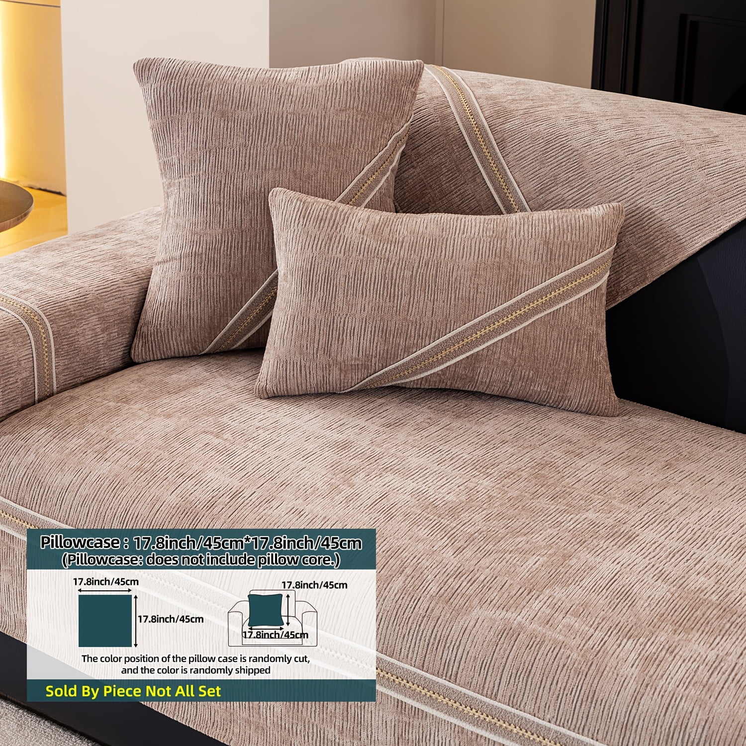 Chic Textured Sofa Cover with Woven Trim - counter-Slip, Fit for All ...