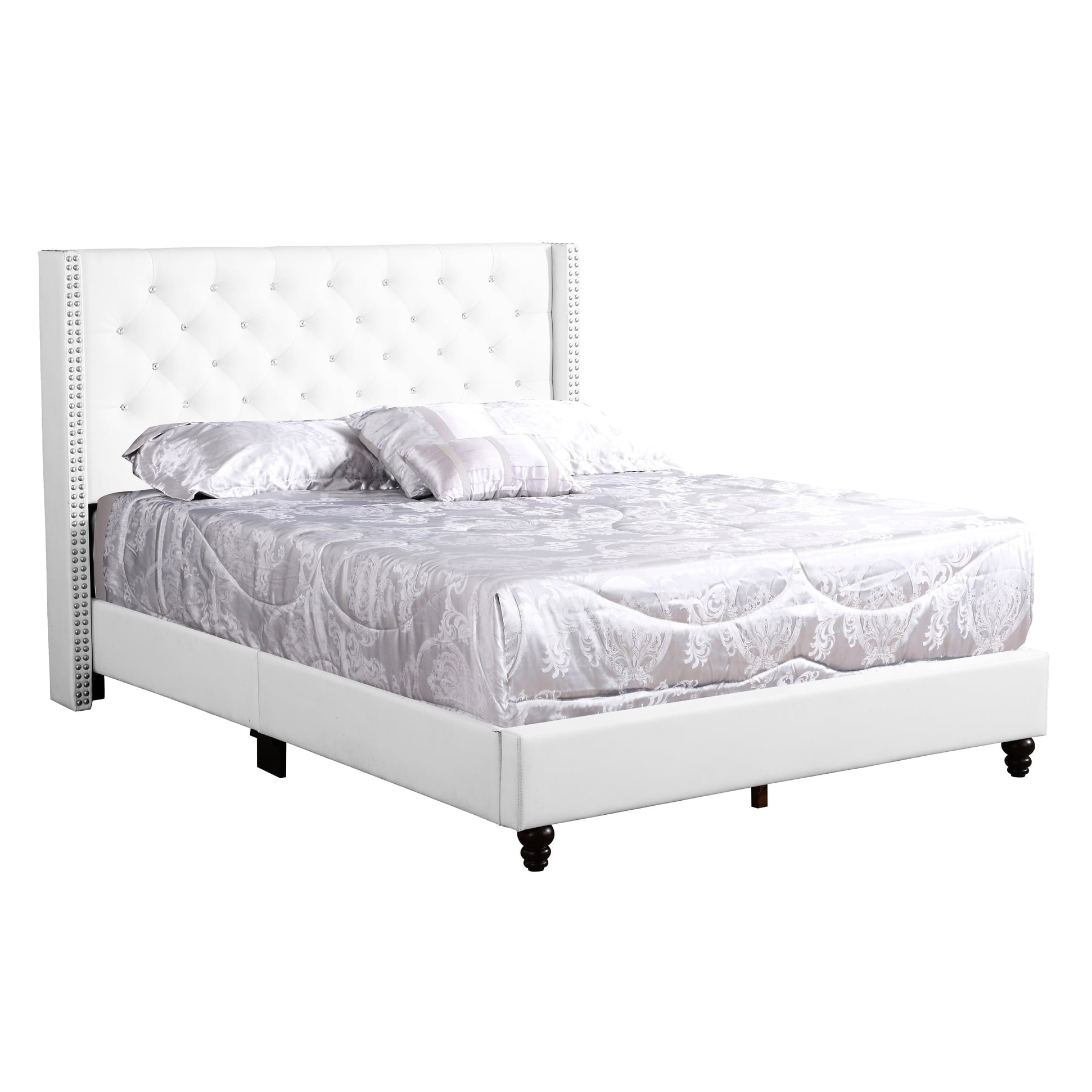 Chic Transitional Full Bed, White - Upholstery Enhances Comfort Level Build For Long-term Use 50 ...