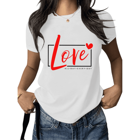 Chic Valentine's Day Black Graphic Tees Print Tshirt Shirts S-10XLLove ...