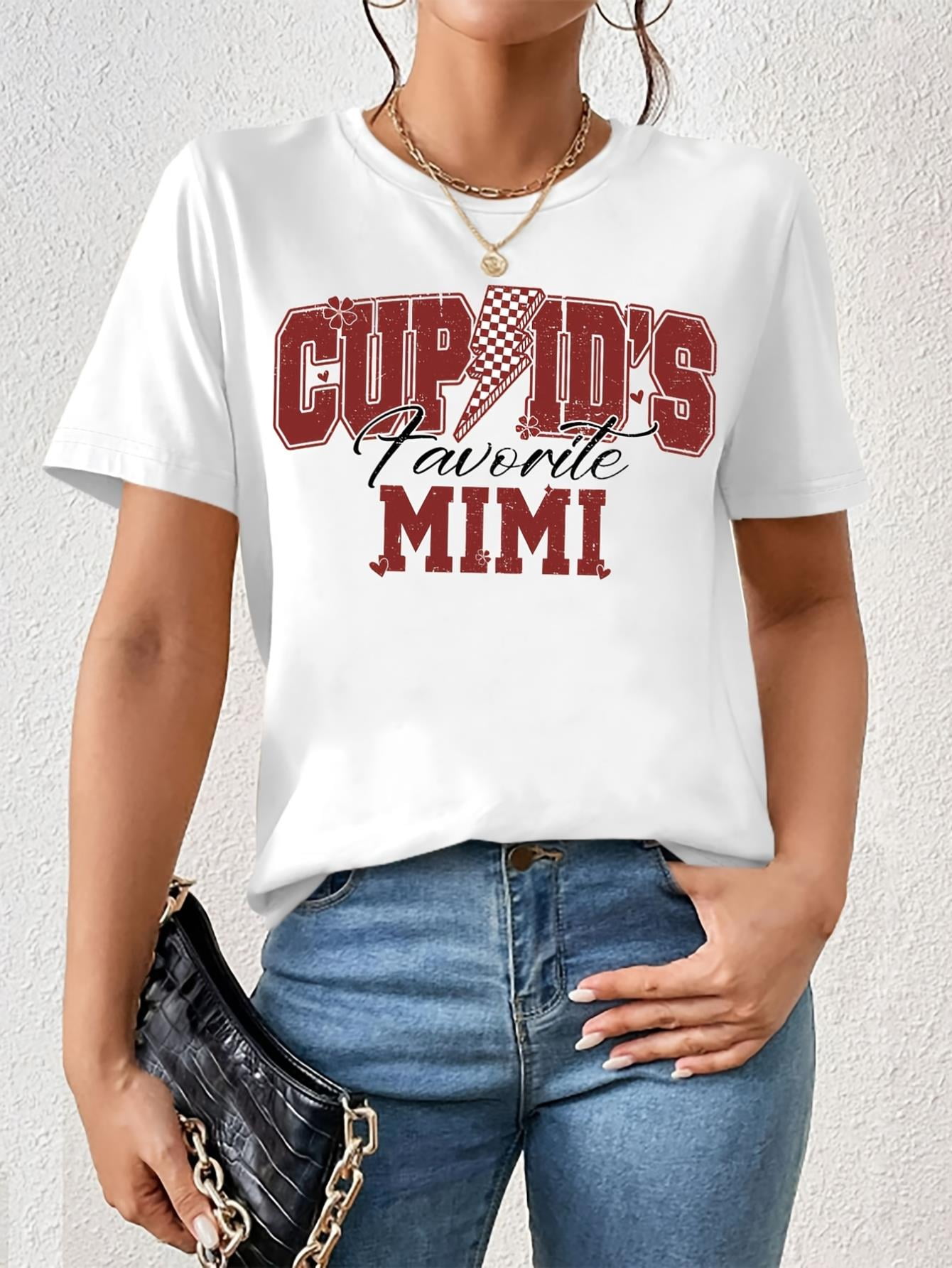 Chic Valentine's Day 'Cupid's Favorite Mimi' Women's Black T-Shirt ...
