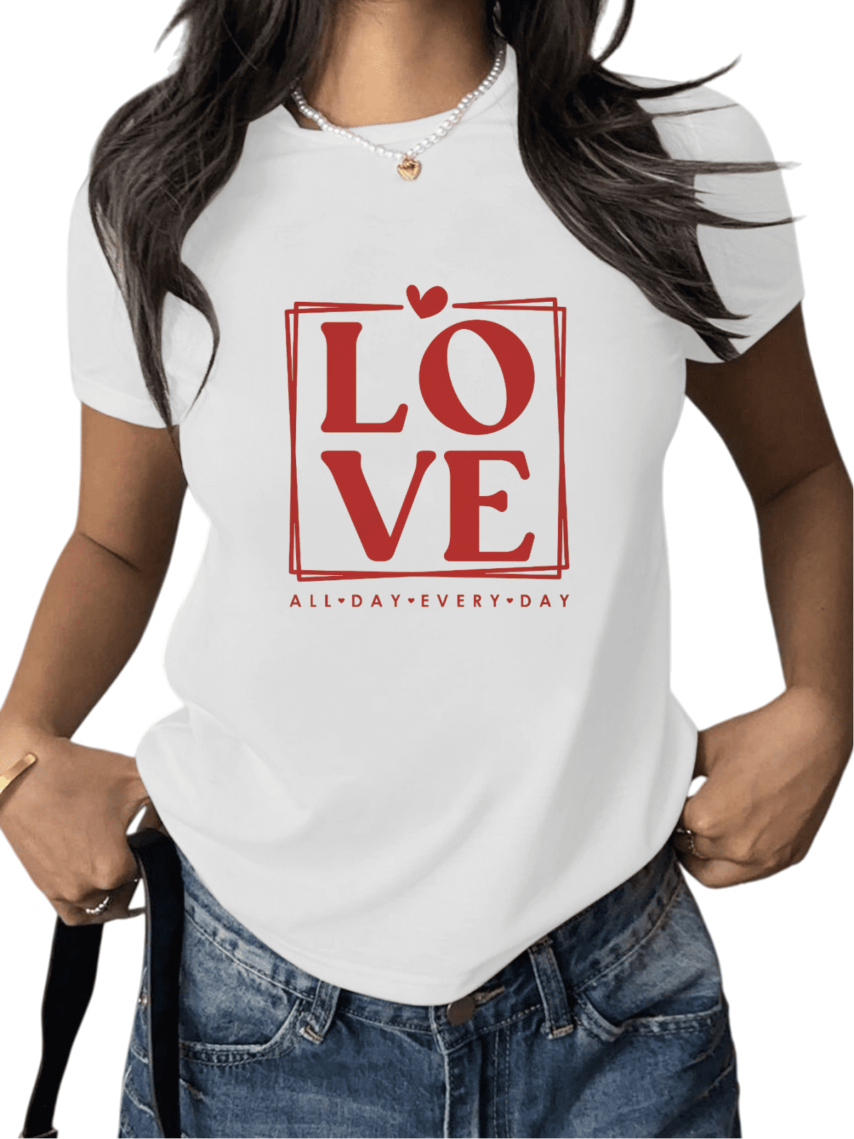 Chic Valentine's Day White Graphic Tees Print Tshirt Shirts S-5XLLove ...
