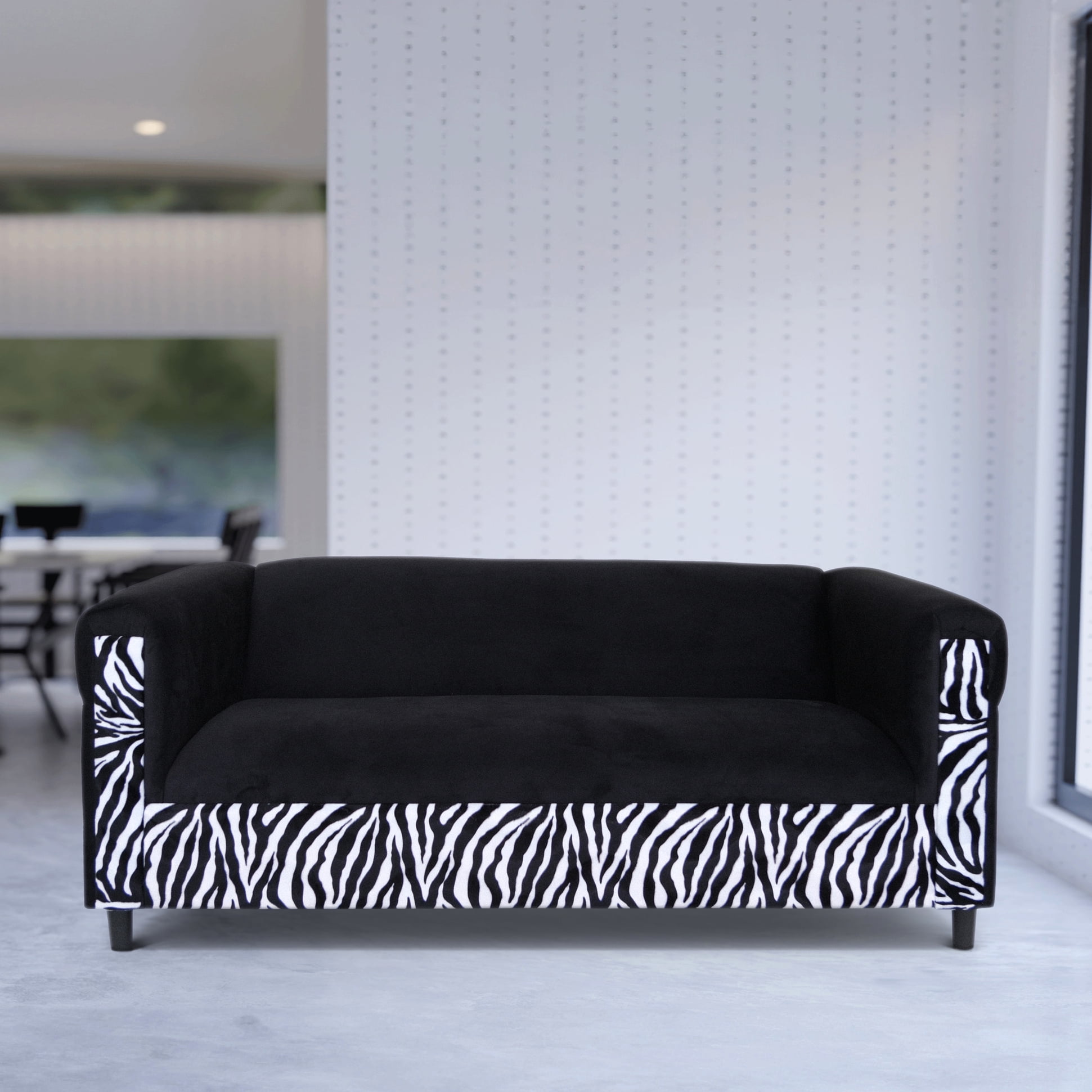 Chic Velvet Zebra Print 3 Couch - Solid Wood Construction For Living ...