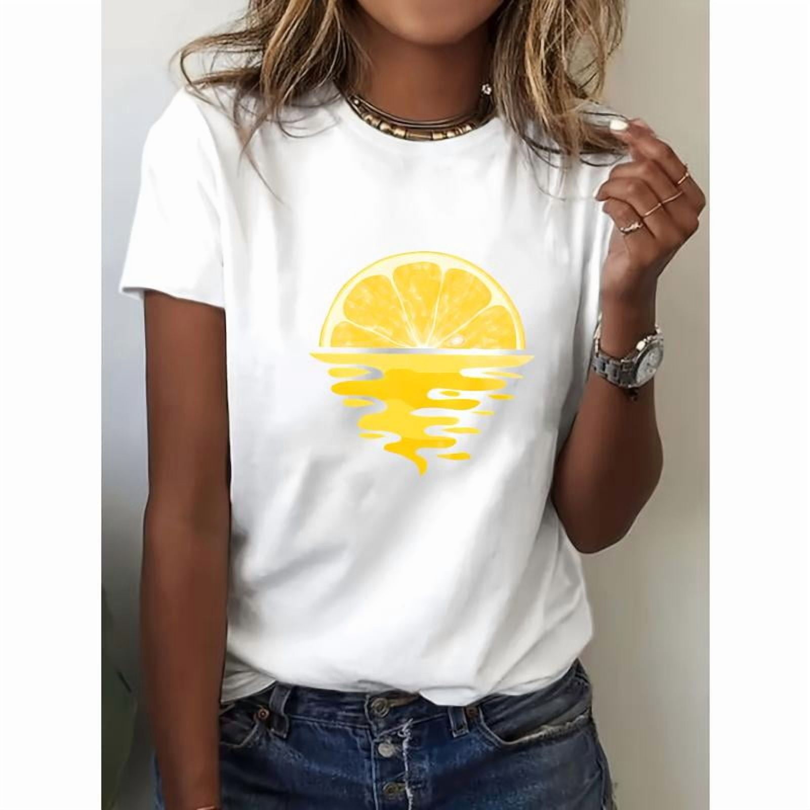 Chic & Vibrant "Lemon Art" Tops for Women, "Lemon Slice Reflection ...