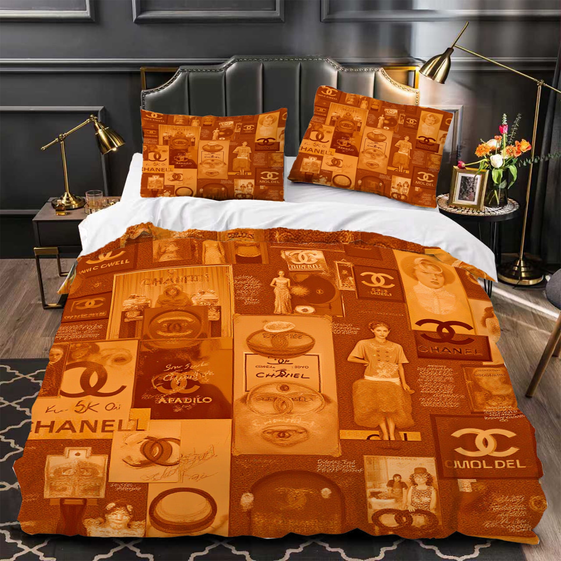 Chic Vintage 3-Piece Duvet Cover Set - Iconic Text Pattern Elegant ...