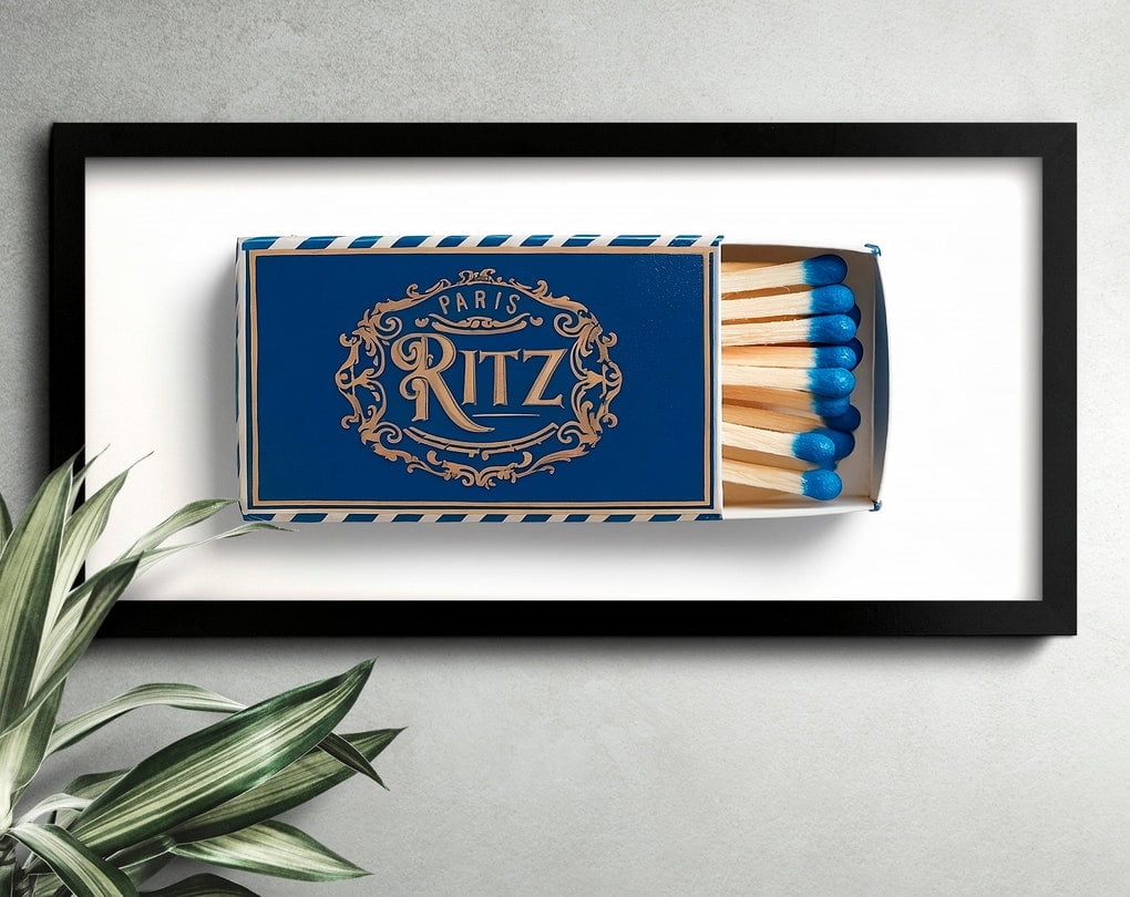 Chic Vintage Matchbox Art, The Ritz Hotel Poster, Elegant Farmhouse ...