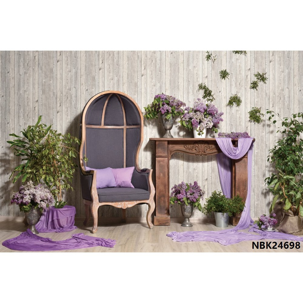 Chic Wall Fireplace Flowers Photography Backdrops Photo Backgrounds ...