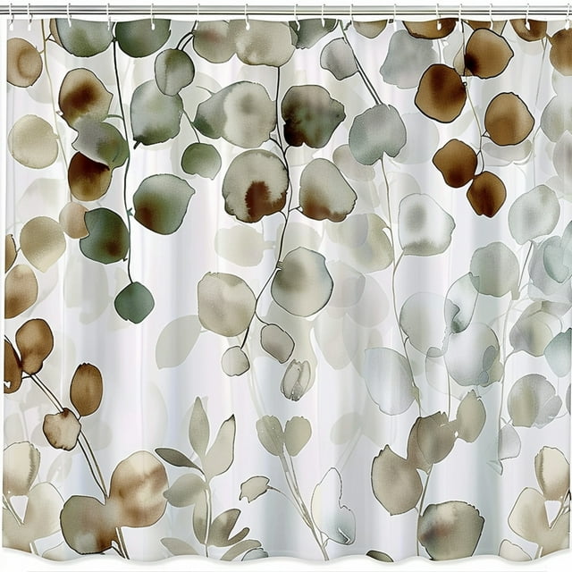 Chic Watercolor Eucalyptus Shower Curtain Elegant Leaf Design In