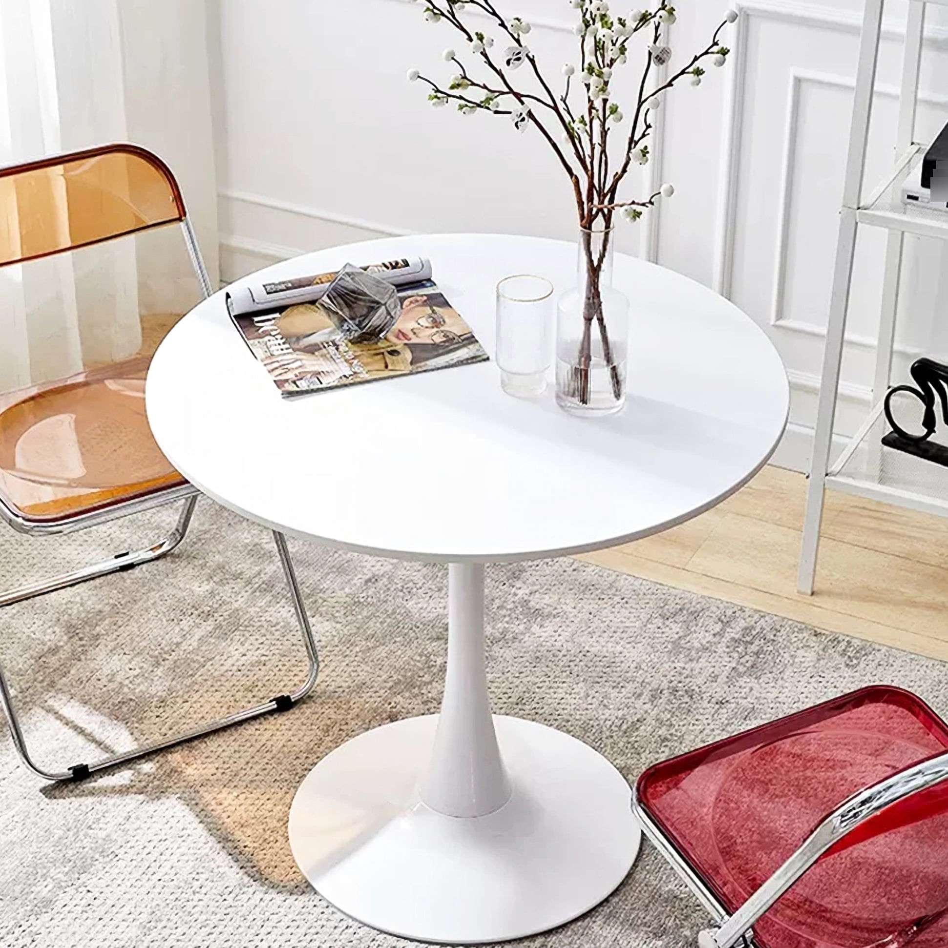 Chic White Dining Table, Surface And Steel Frame Mid Century Living ...