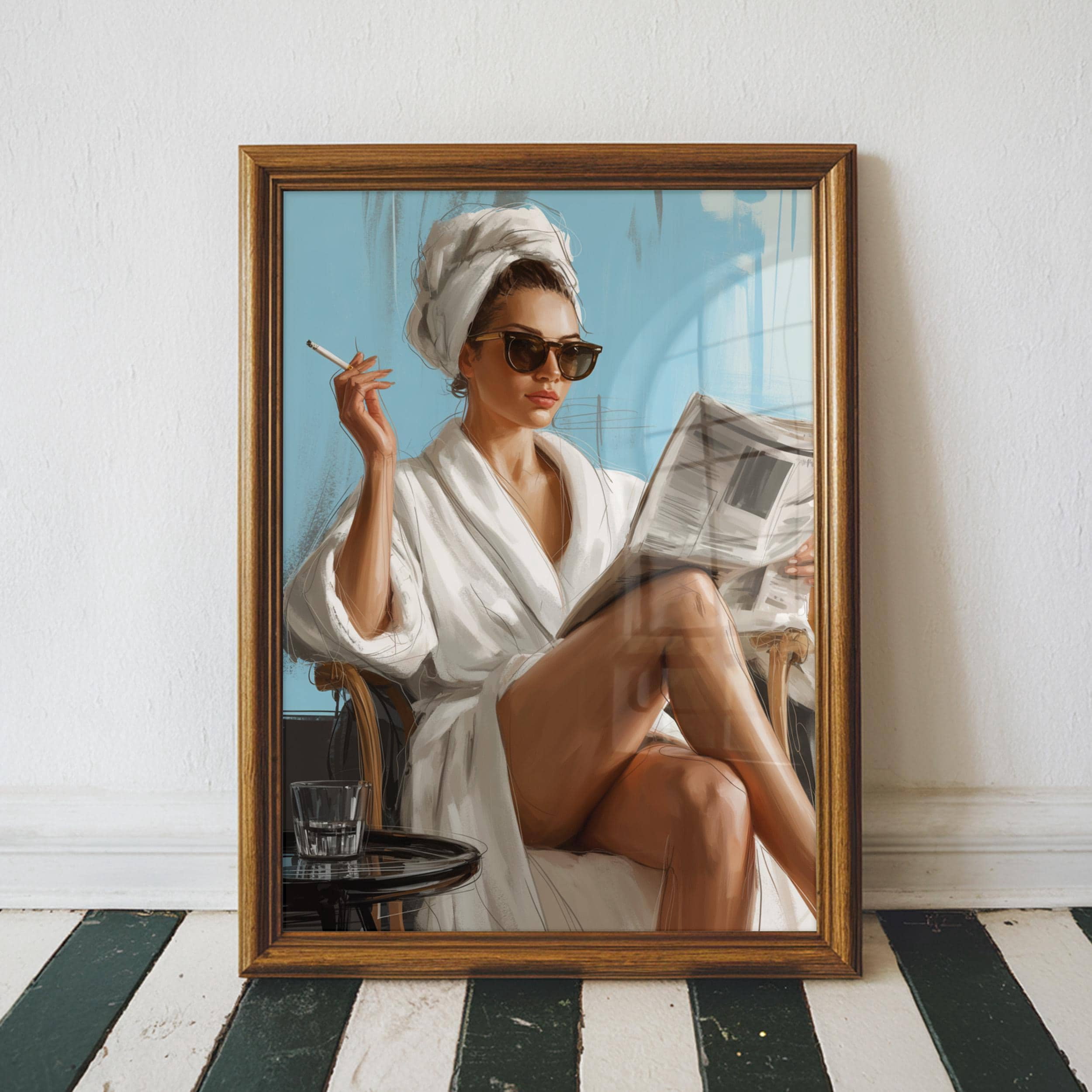 Chic Woman Reading A Newspaper Feminist Print Woman Empowerment Wall ...