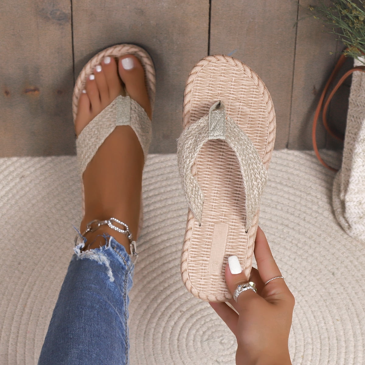 Chic Women's Braided Summer Sandals - Comfortable Platform Flip Flops ...