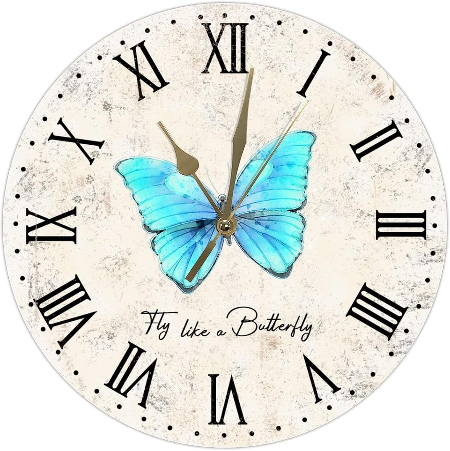 Chic Wood Wall Clock Silent Non-Ticking Round Wooden 10-Inch Battery ...