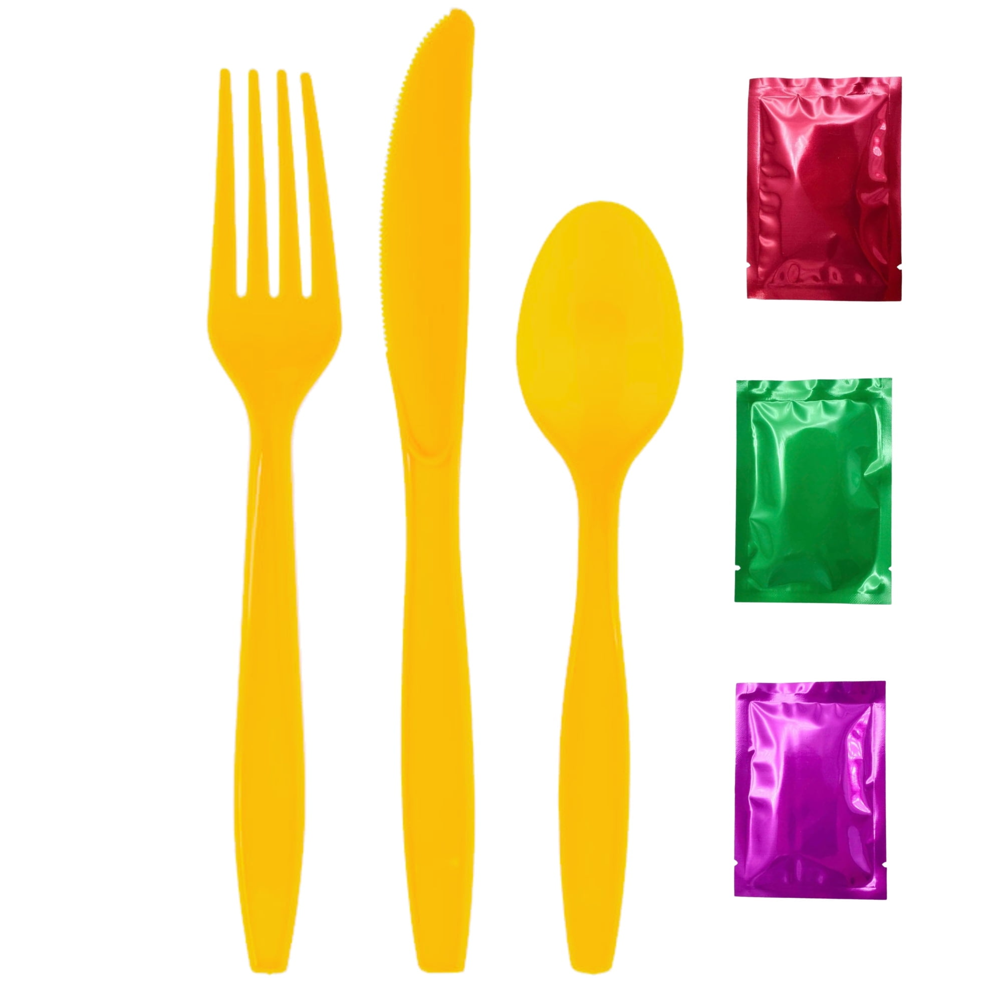 Chic Yellow Disposable Cutlery, (Set of 96) Complete Dining Set BPA ...