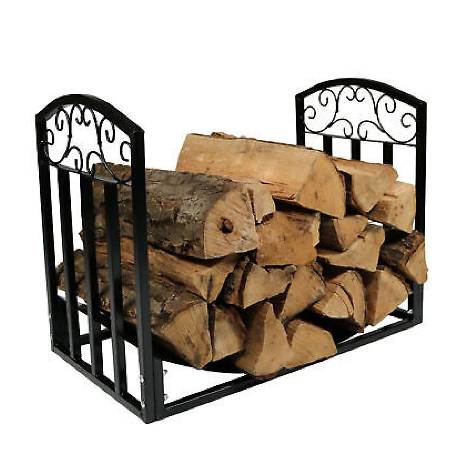 ChicCrest 2 ft Designer Steel Firewood Log Rack - Black by Sunnydaze ...