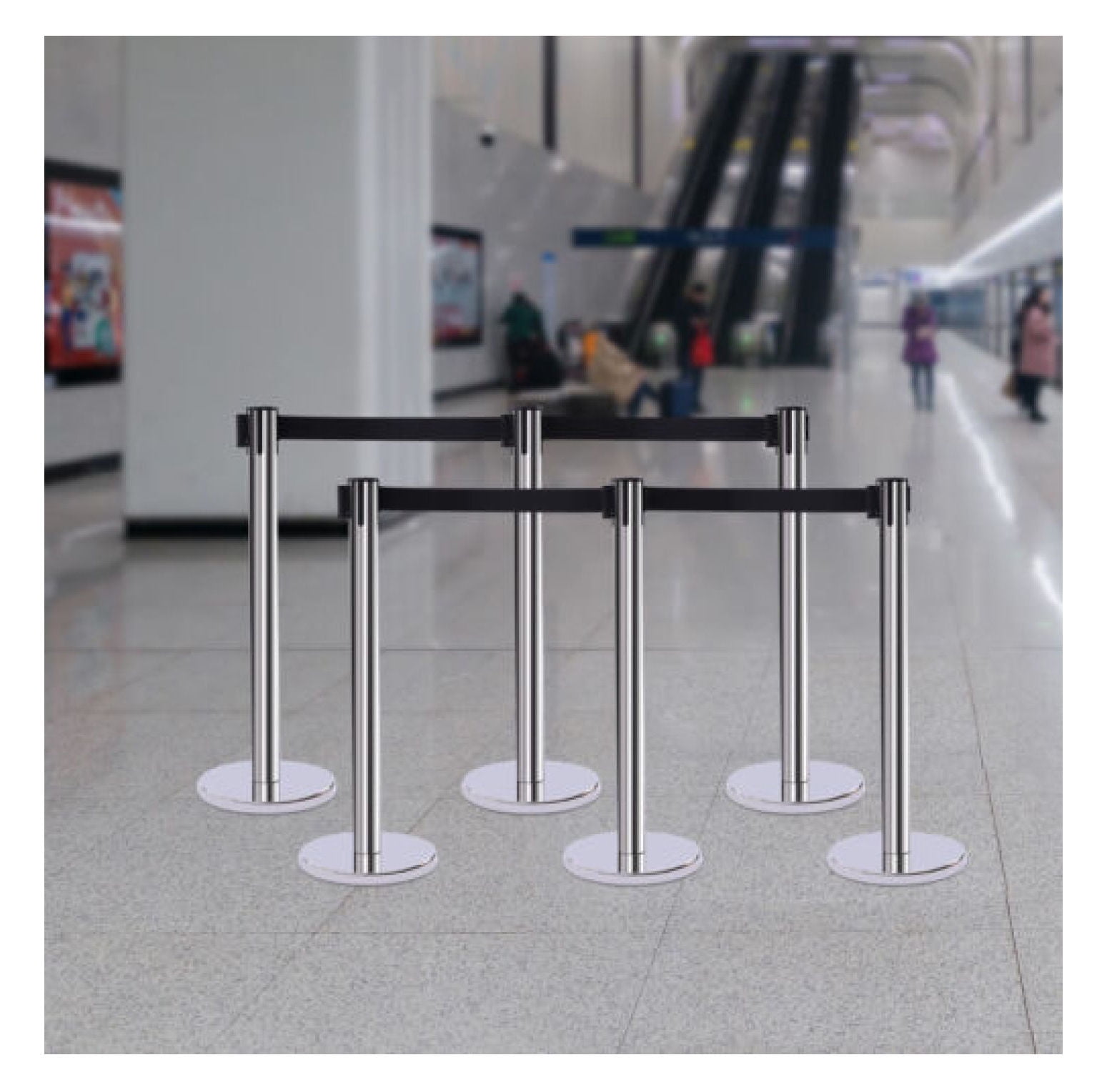 ChicCrest 6×Crowd Control Stanchion Posts Set With Black Retractable ...