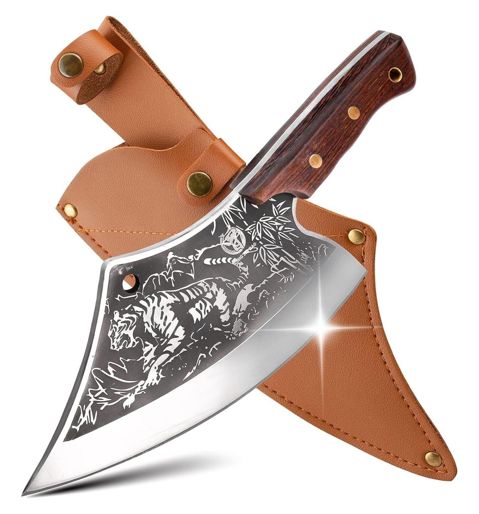 ChicCrest 8'' Hand Forged Butcher Knife Heavy Duty Chopping Meat ...