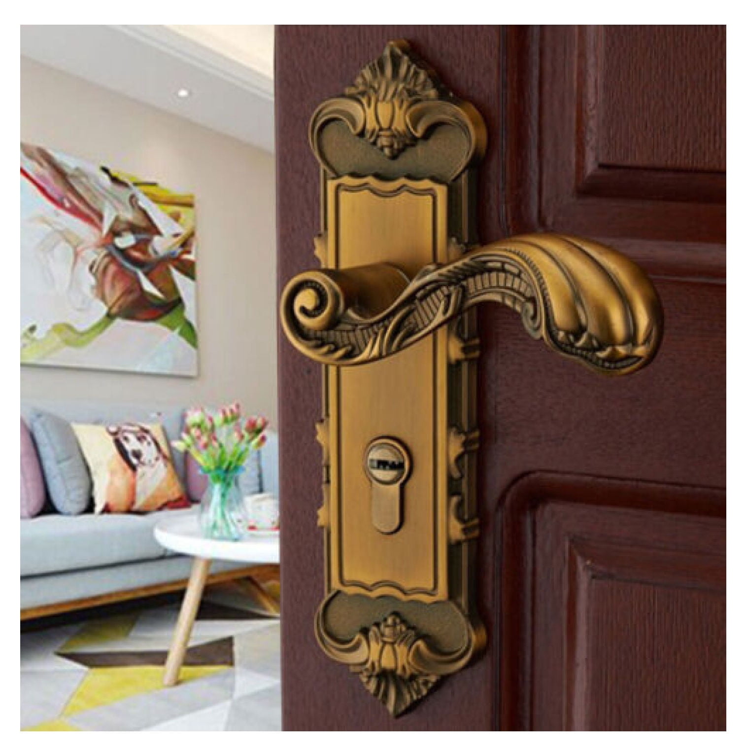 ChicCrest Antique Door Lock Security Handle Door Entry Lever European ...