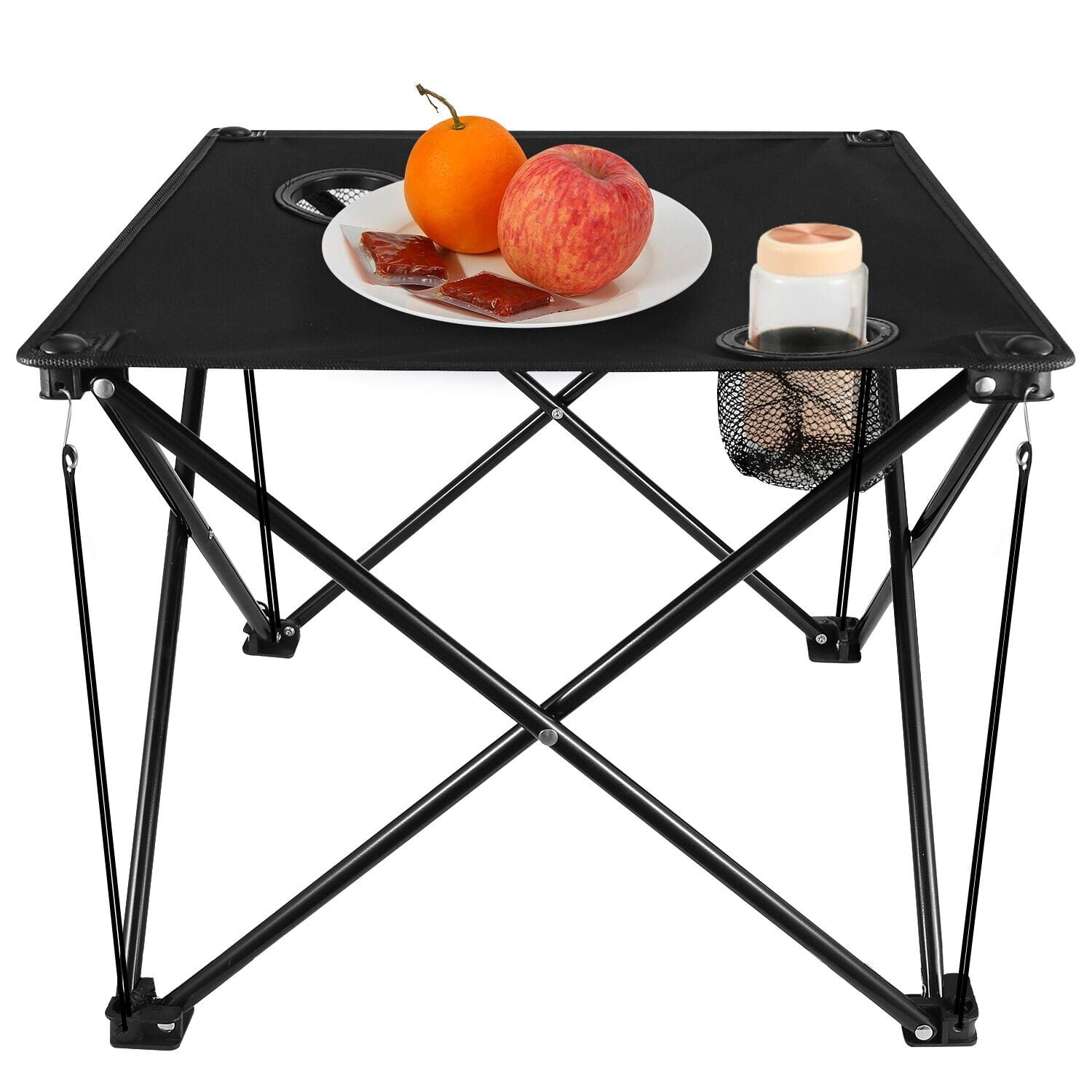 ChicCrest Camping Folding Table with 2 Cup Holders, Square Rolling up ...